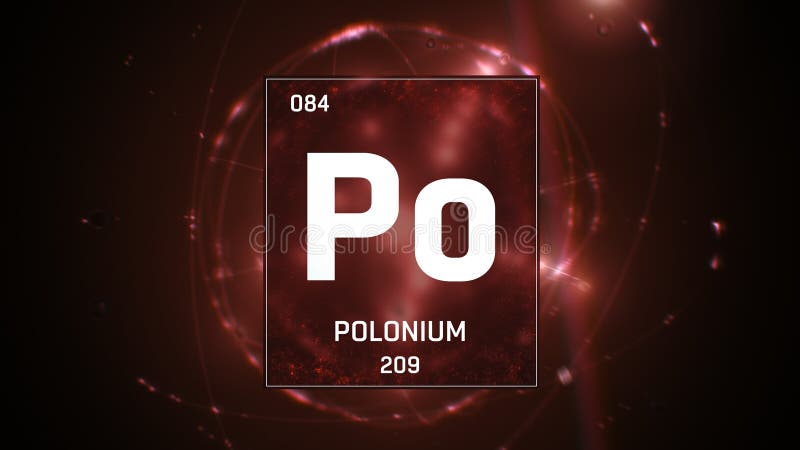 Polonium As Element 84 of the Periodic Table 3D Illustration on Red ...