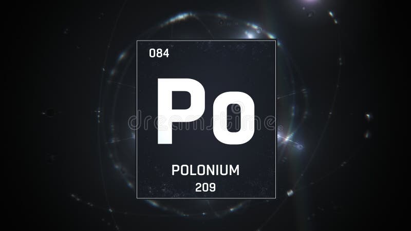 Polonium As Element 84 of the Periodic Table 3D Illustration on Blue ...