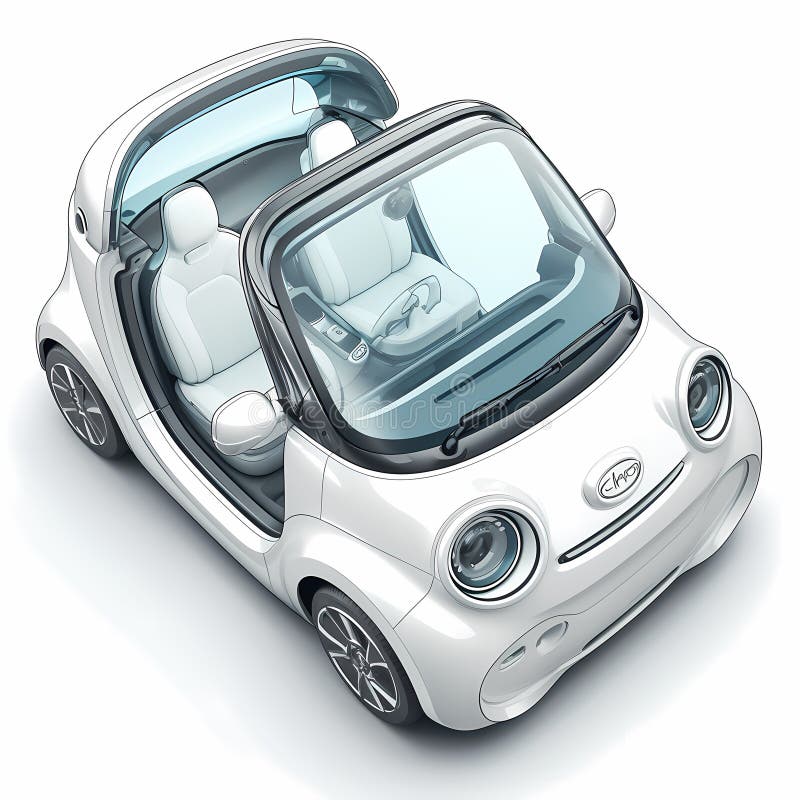 Compact White City Car Isolation Stock Illustration - Illustration of ...