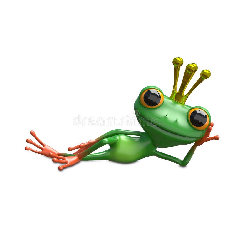 3D Illustration Princess Frog Lying Stock Photo - Illustration of ...