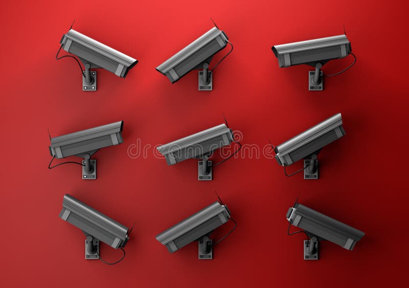 3d Illustration Privacy Concept with Surveillance Cameras Stock Image ...