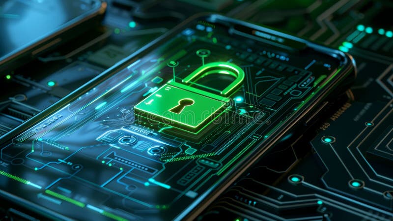 A 3D Illustration of a Privacy Protection Concept with a Green Padlock ...