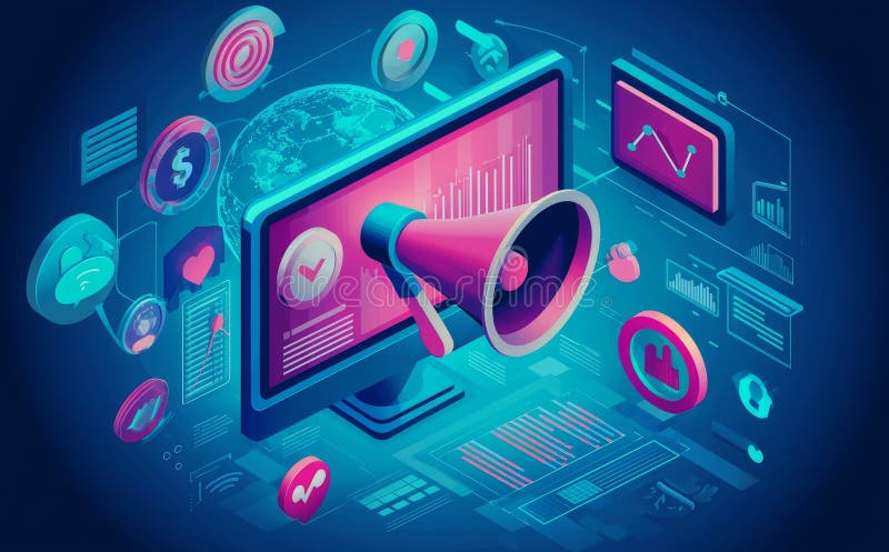 3D Illustration of a Programmatic Marketing Platform and Media Buying ...