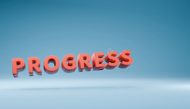 3D Illustration of Progress Title Blue Background Stock Illustration ...