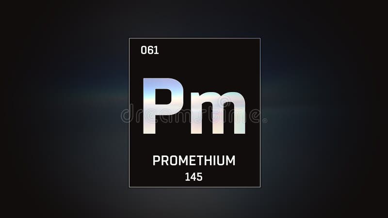 Promethium As Element 61 of the Periodic Table 3D Illustration on Grey ...