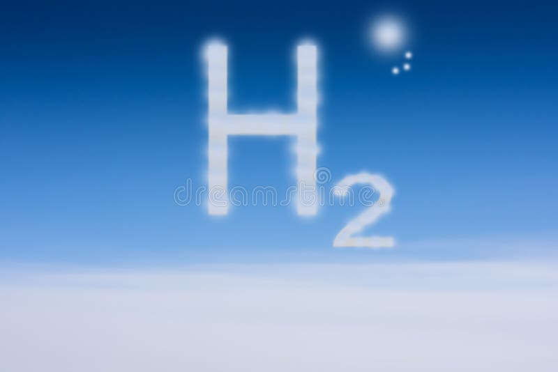 3D Illustration Pure Energy White H2 Hydrogen on Deep Blue Sky with ...