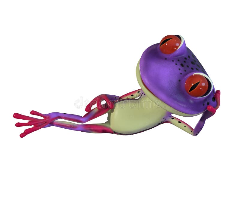 3d Illustration of a Purple Cartoon Tree Frog. Stock Illustration ...
