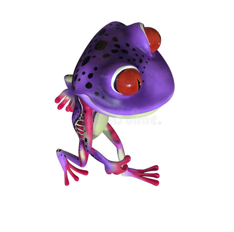 3d Illustration of a Purple Cartoon Tree Frog. Stock Illustration ...
