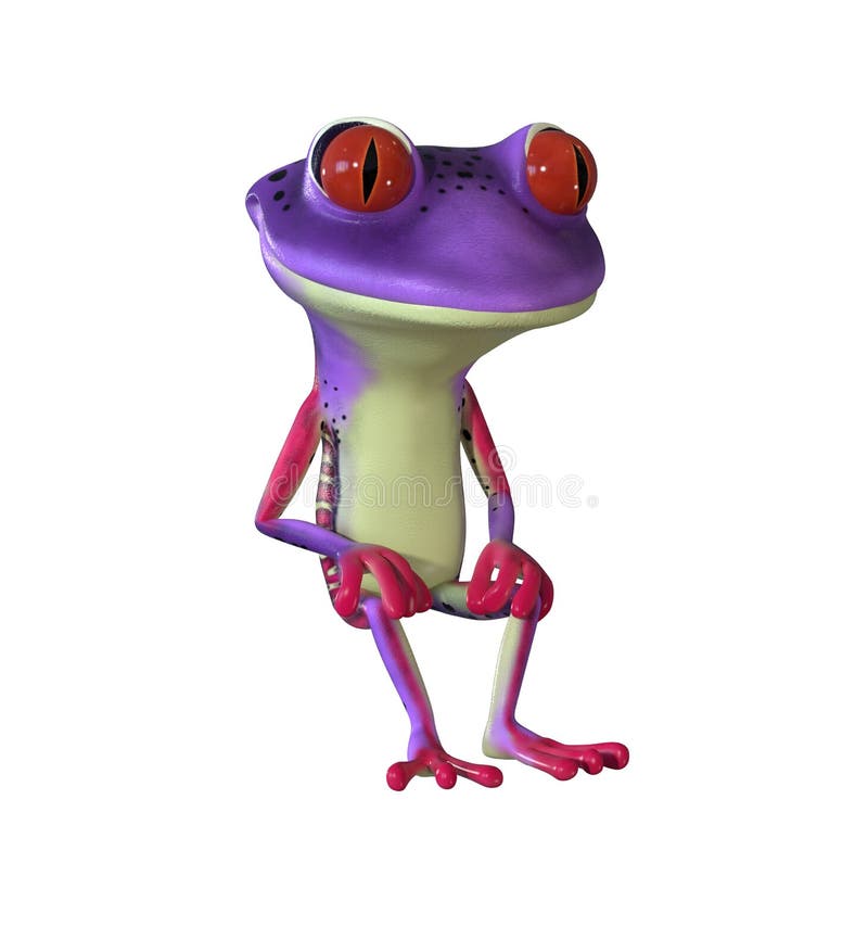 3d Illustration of a Purple Cartoon Tree Frog. Stock Illustration ...