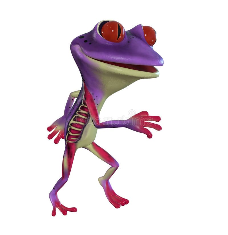 3d Illustration of a Purple Cartoon Tree Frog. Stock Illustration ...