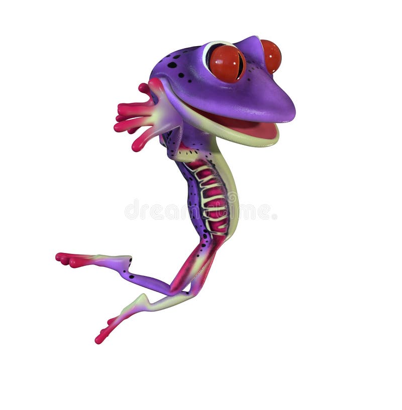 3d Illustration of a Purple Cartoon Tree Frog. Stock Illustration ...