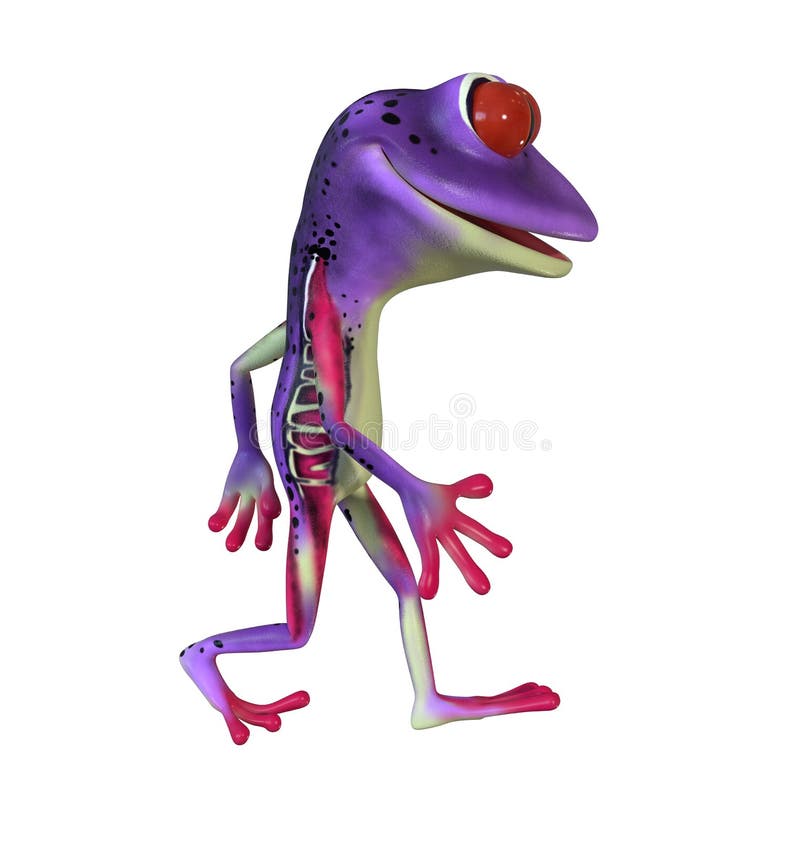 3d Illustration of a Purple Cartoon Tree Frog. Stock Illustration ...