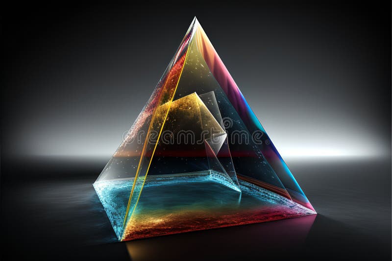 3d Illustration of Pyramid with Colorful Lights on a Dark Background ...