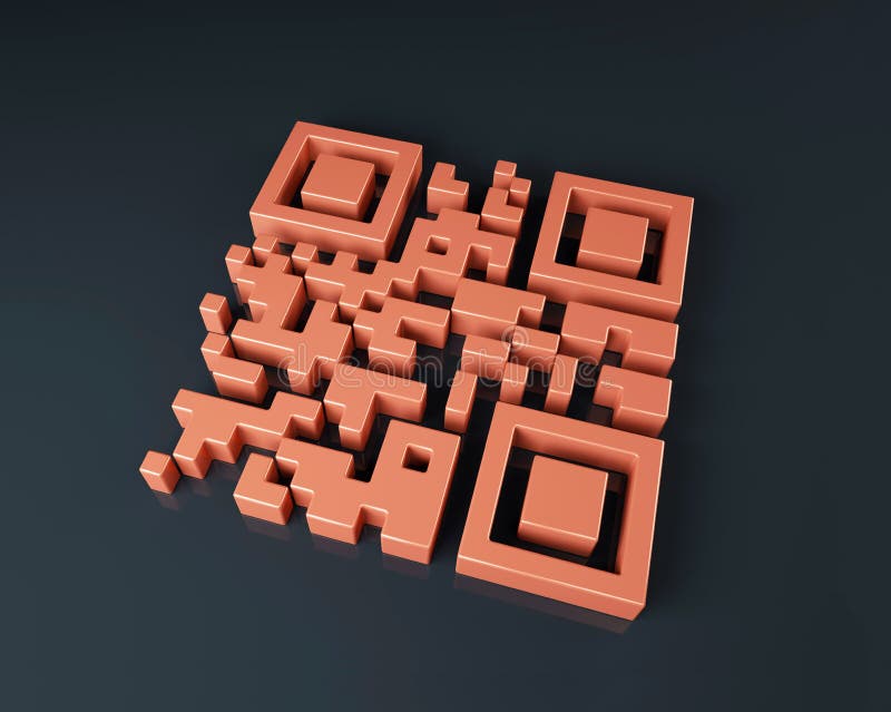 3D Illustration, QR Code of Copper Color, Qr - Digital Technology ...