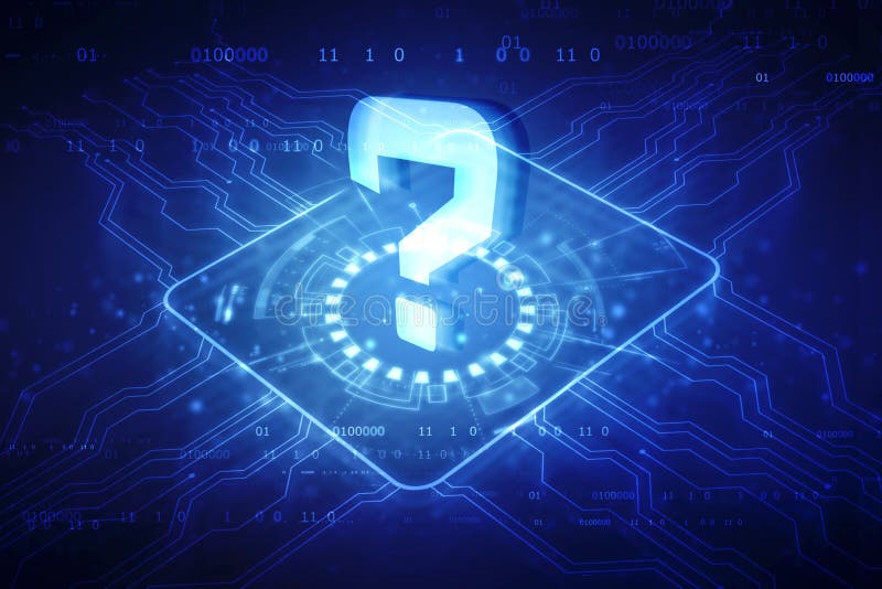 Concept of Thinking, Question Mark Symbol in Technology Background ...