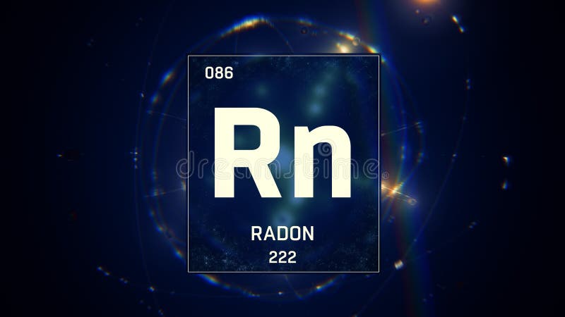 Radon As Element 86 of the Periodic Table 3D Illustration on Blue ...