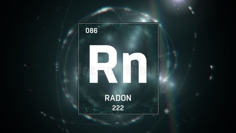 Radon As Element 86 of the Periodic Table 3D Illustration on Blue ...