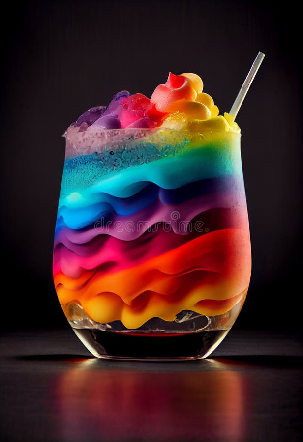 3d Illustration of a Rainbow Colored Slushy Cocktail Stock Photo ...
