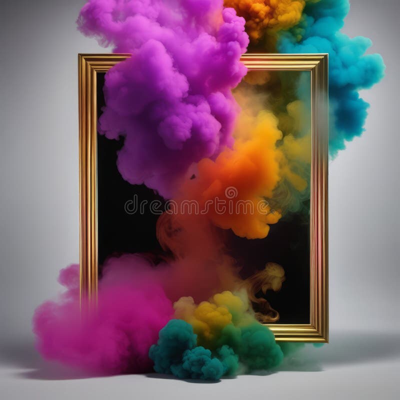 3d Illustration of a Rainbow Smoke in a Frame 3d Illustration of a ...