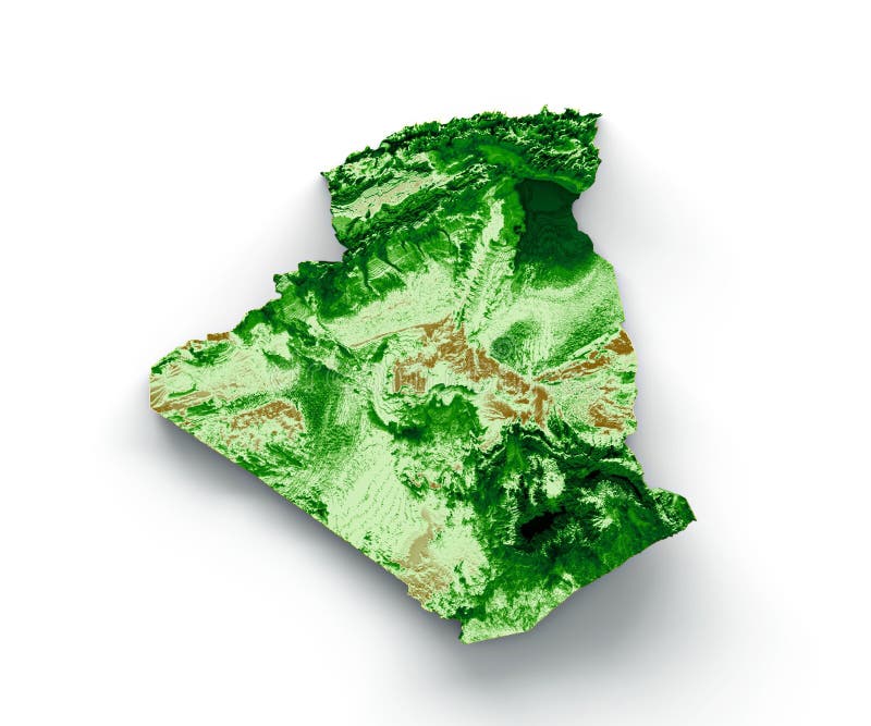 3d Illustration of the Realistic Algeria Topographic Map with Isolated ...