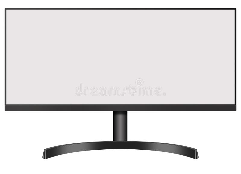 3D Illustration Realistic Black Computer Monitor on White Stock ...