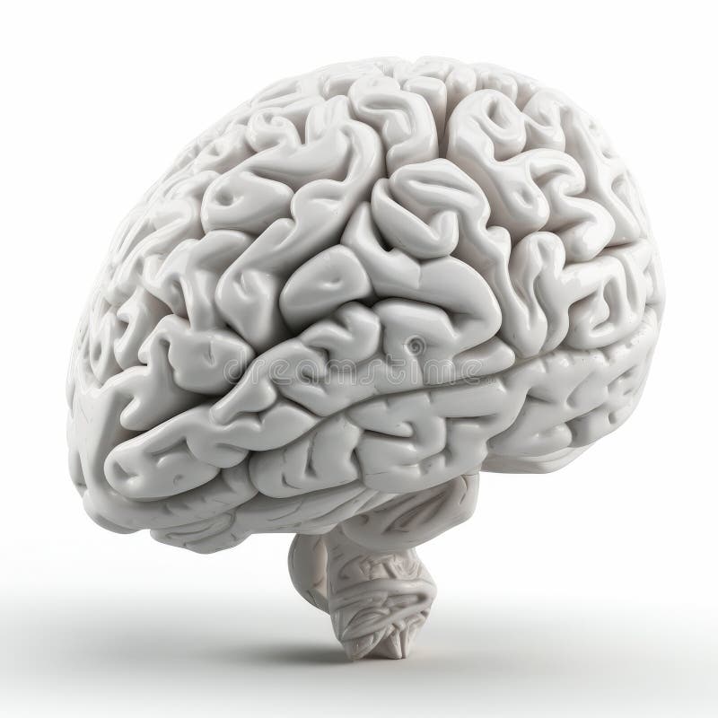 3D Illustration of Realistic Human Brain on Isolated White Background ...