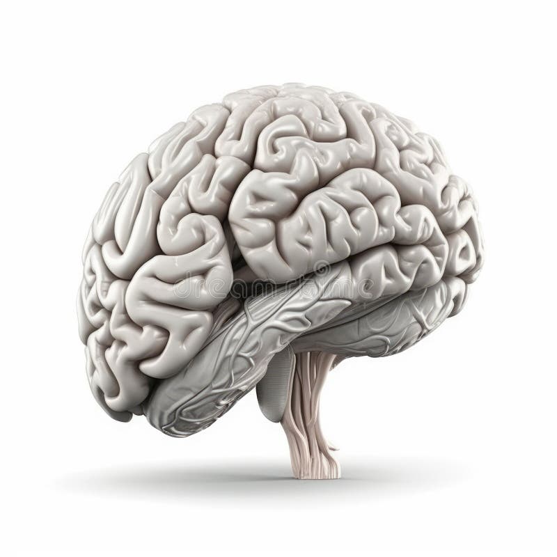 3D Illustration of Realistic Human Brain on Isolated White Background ...