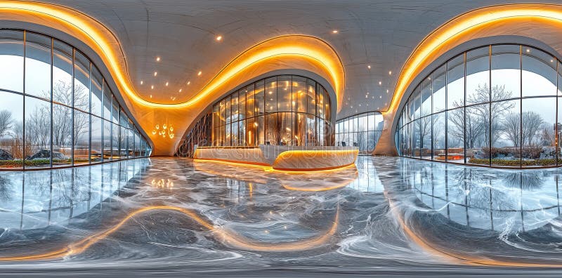 3D Illustration of Reception Interior Featuring Spherical 360 Panorama ...