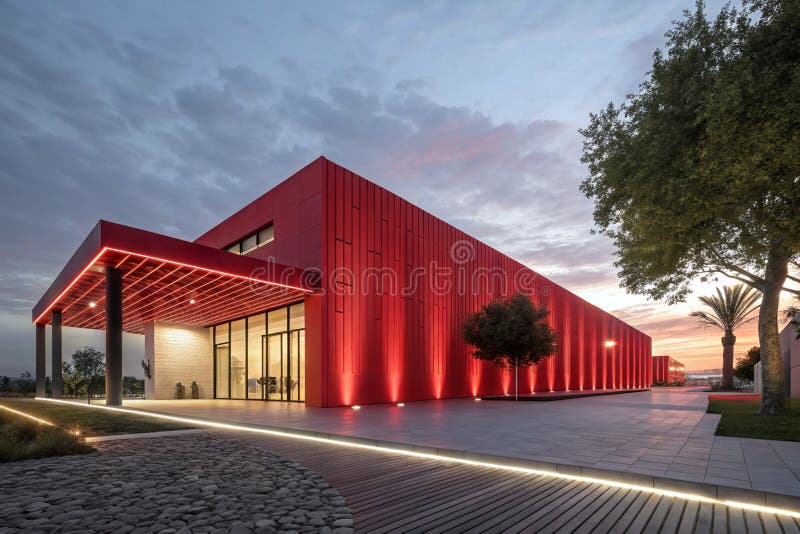 3D Illustration of Red Architectural Design Stock Illustration ...