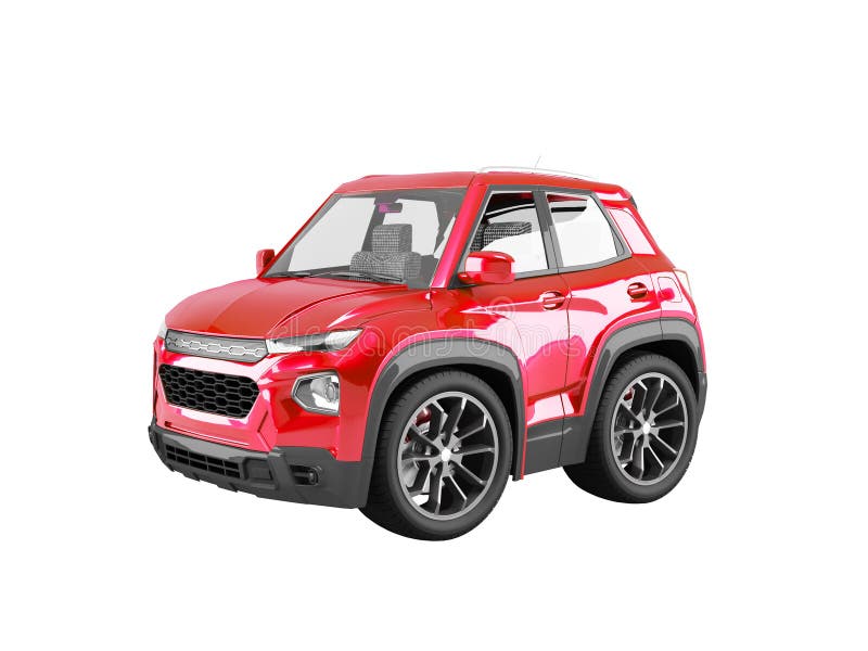 3d Illustration of Red Car Front Cartoon Style on White Background No ...
