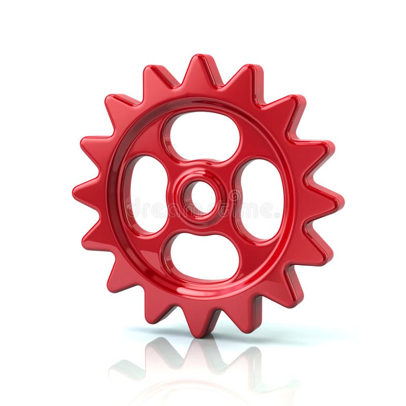 3d Illustration of Red Gear Wheel Icon Stock Illustration ...