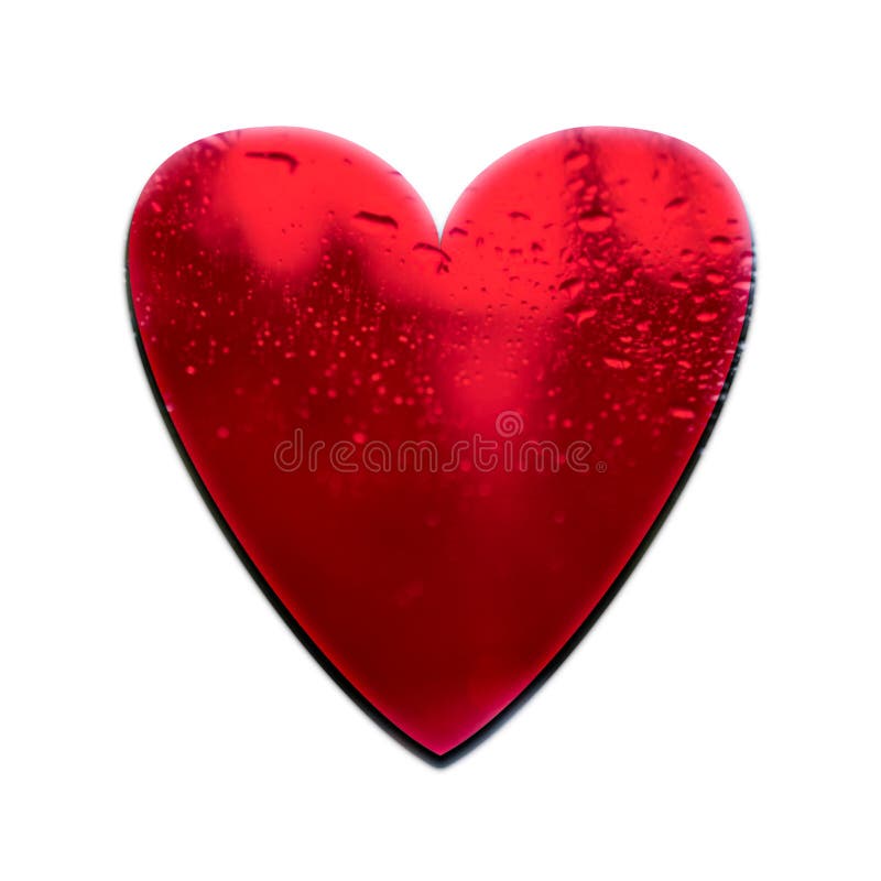 3D Illustration Red Heart with Water Drops Isolated on White Stock ...