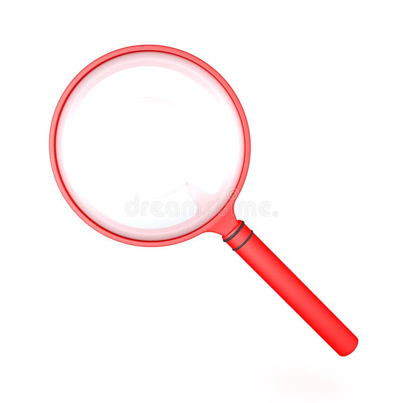 3D Illustration of a Red Magnifying Glass Stock Illustration ...