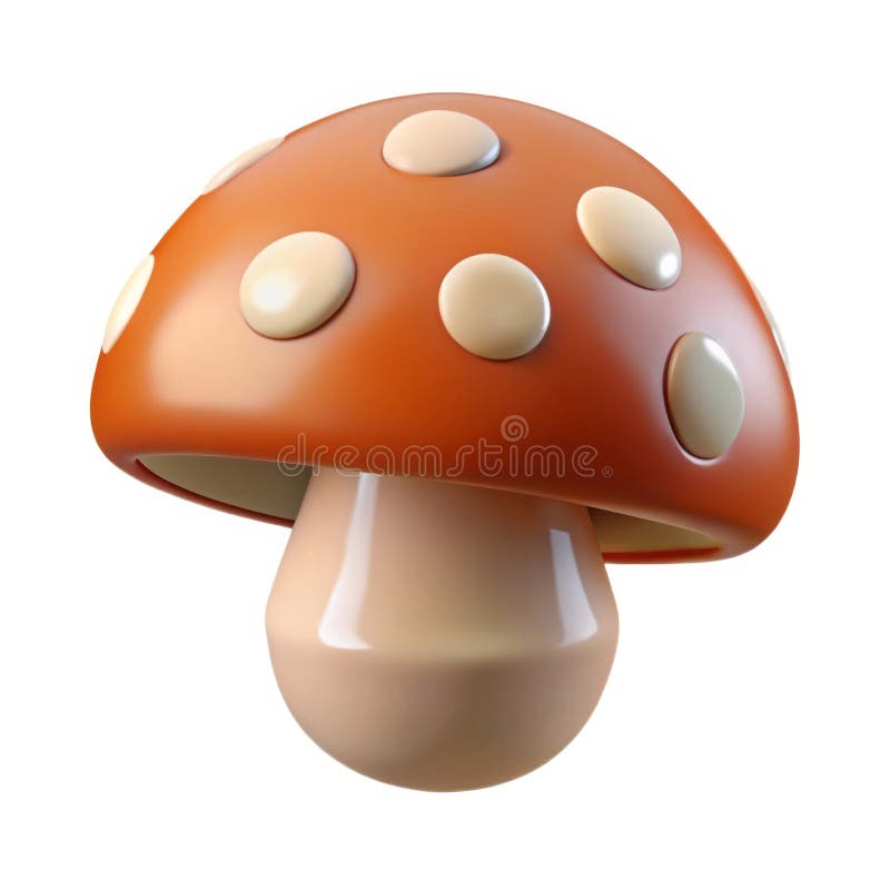 3D Illustration of Red Mushroom with White Spots, Featuring Smooth and ...