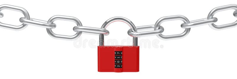 3d Illustration of Red Padlock with Code. Stock Illustration ...
