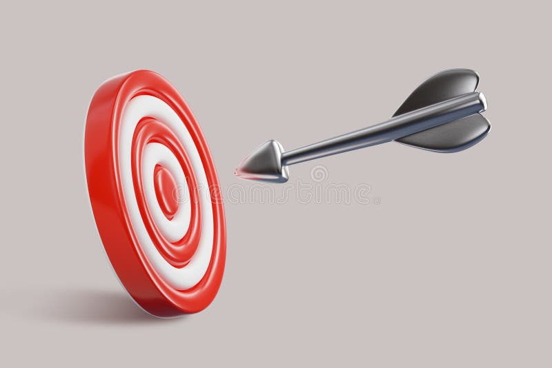 3d Rendered Illustration of Red Round Shaped Target with Silver Arrow ...