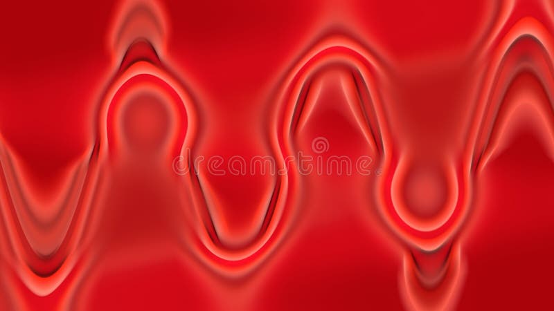 3D Illustration Red Waves on Bright Red Background Stock Illustration ...