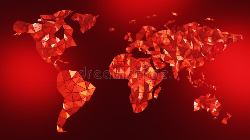 3d Illustration Red World Map Illustration. Concept for Designing News ...