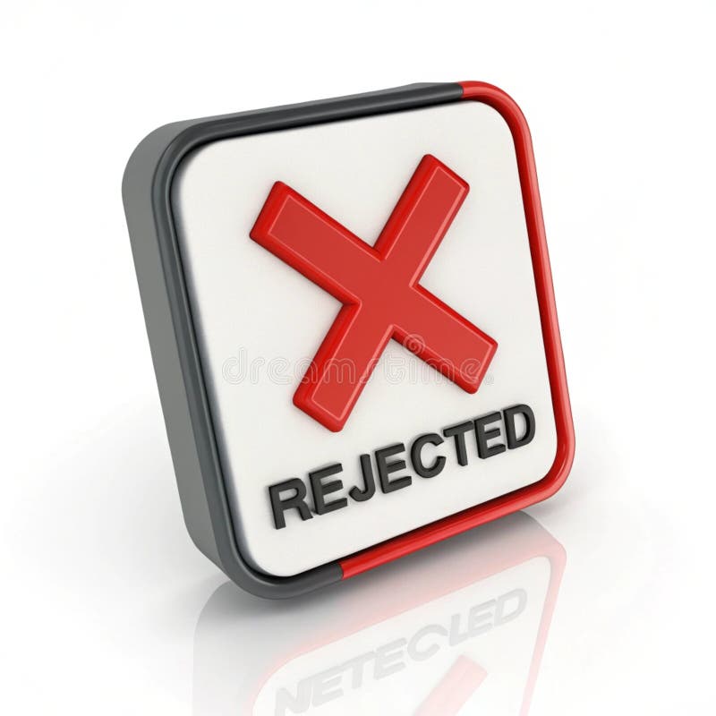 3D Illustration of Rejected Icon Isolated on White Background Stock ...