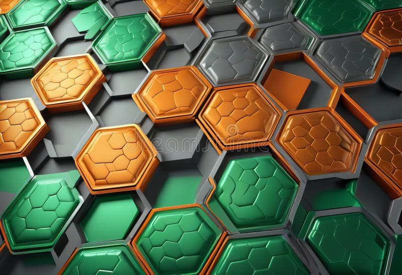 3D Illustration of Relief 3D Panels in the Form of Hexagons Stock Illustration - Illustration of ...