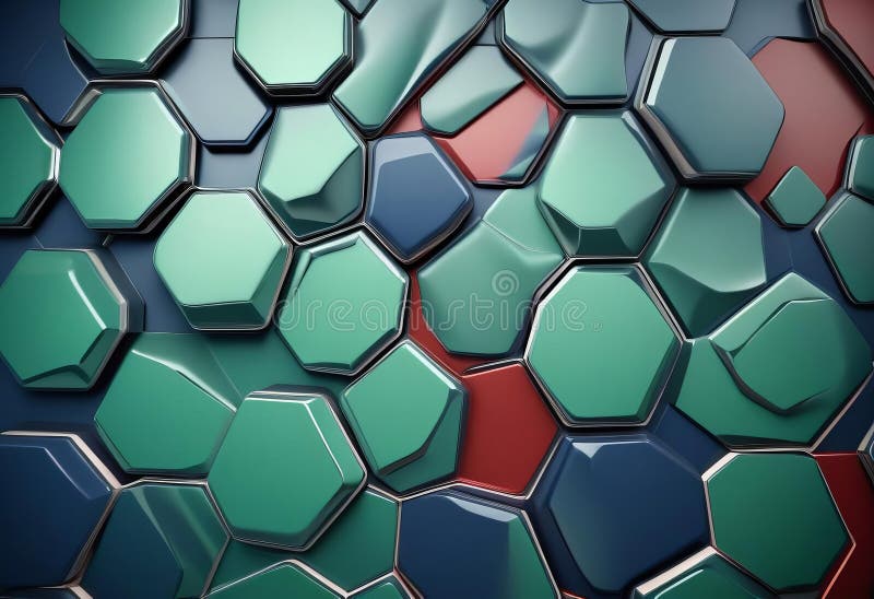 3D Illustration of Relief 3D Panels in the Form of Hexagons Stock ...