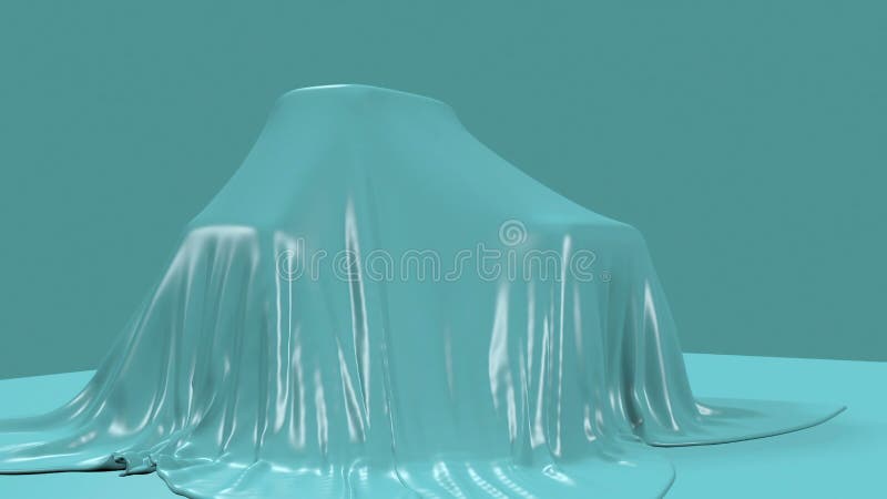 Render of Blue Fabric Falling Down and Cover Mysterious Object Stock ...