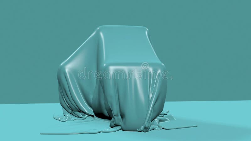 Render of Blue Fabric Falling Down and Cover Mysterious Object Stock ...