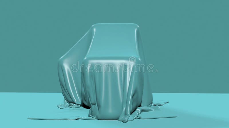 Render of Blue Fabric Falling Down and Cover Mysterious Object Stock ...