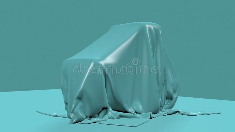 Render of Blue Fabric Falling Down and Cover Mysterious Object Stock ...