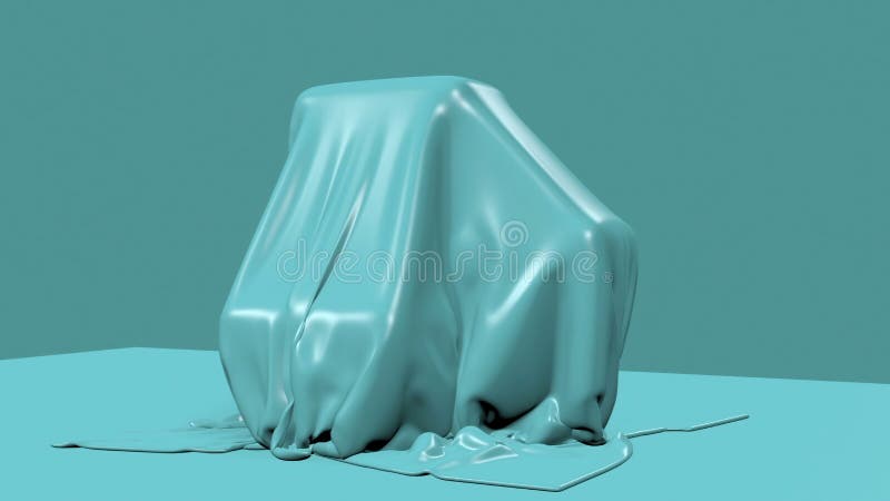 Render of Blue Fabric Falling Down and Cover Mysterious Object Stock ...