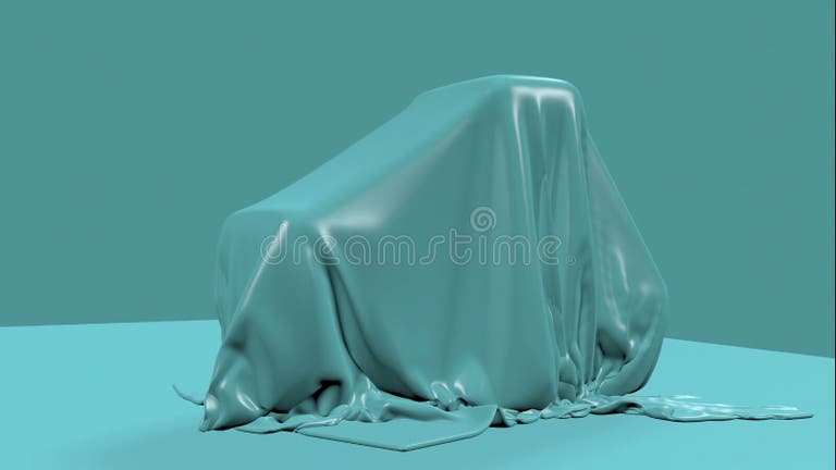 Render of Blue Fabric Falling Down and Cover Mysterious Object Stock ...