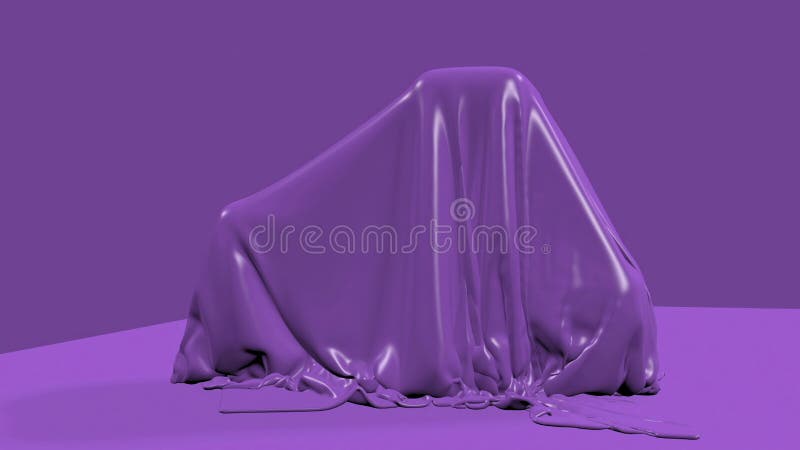 Render of Blue Fabric Falling Down and Cover Mysterious Object Stock ...