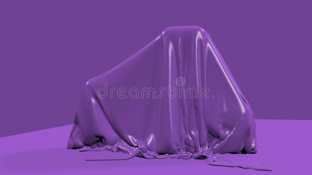 Render of Blue Fabric Falling Down and Cover Mysterious Object Stock ...