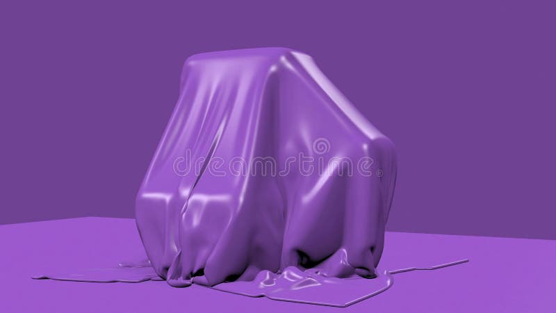 Render of Blue Fabric Falling Down and Cover Mysterious Object Stock ...
